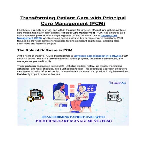 Transforming Patient Care with Principal Care Management (PCM) | PDF