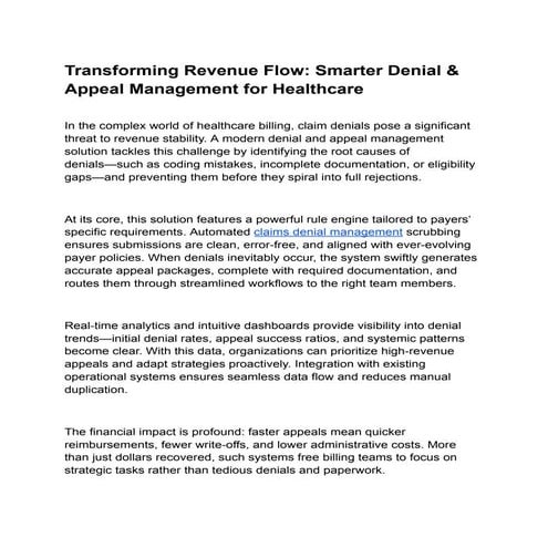 Transforming Revenue Flow_ Smarter Denial & Appeal Management for ...