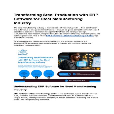 Transforming Steel Production with ERP Software for Steel Manufacturing ...