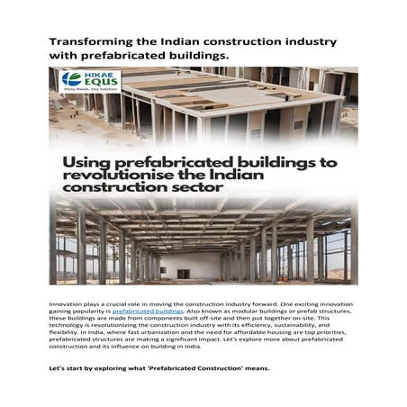 Transforming the Indian construction industry with prefabricated ...