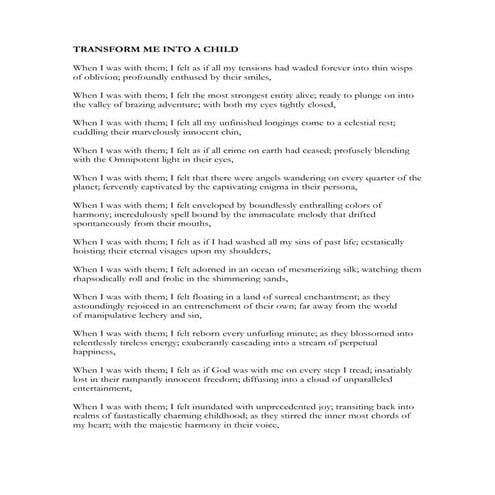Transform Me Into A Child | DOC | Poetry | Books and Literature