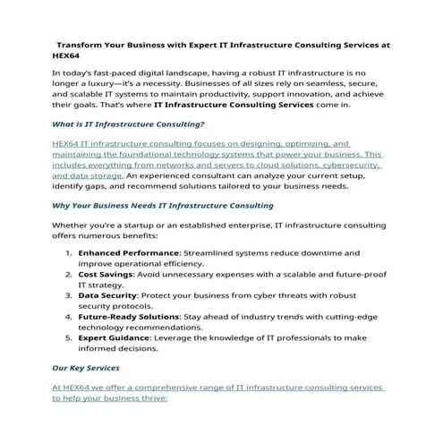 Transform Your Business with Expert IT Infrastructure Consulting ...