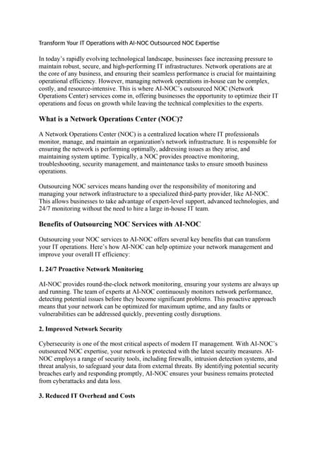 Boost Network Performance with Comprehensive Managed NOC Services by AI.docx
