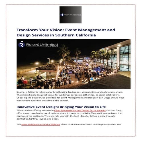 Transform Your Vision: Event Management and Design Services in Southern ...