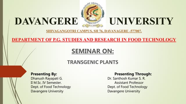 Transgenic plants , biotransformation and transgenesis | PDF