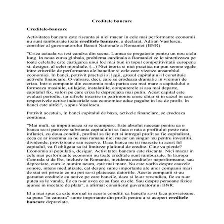 Creditele bancare | DOCX