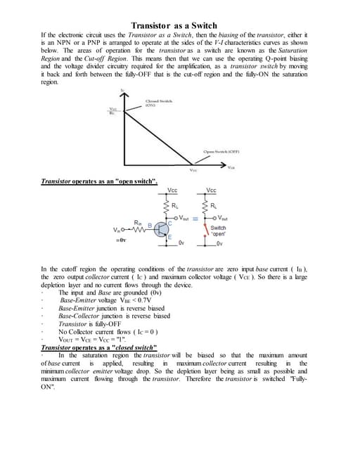 Transistor as a switch | PPTX