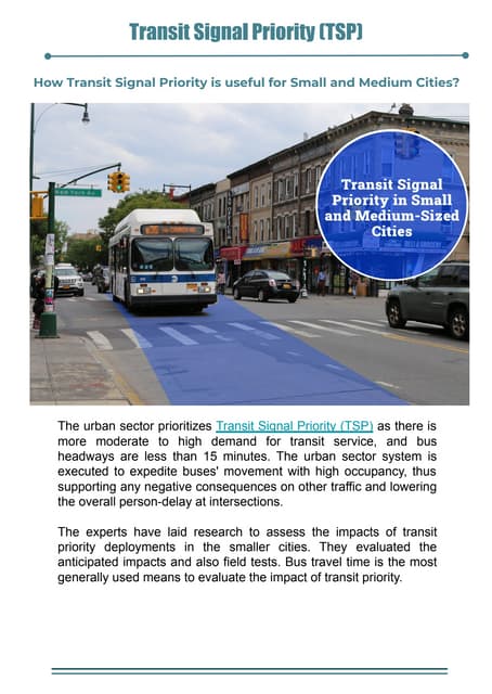 Transit Signal Priority System - All you need to know about | PDF