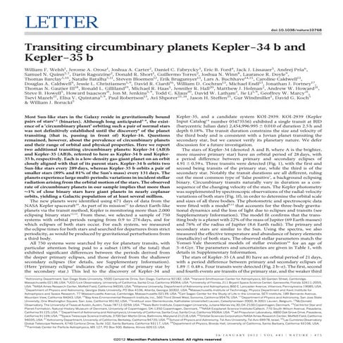 Transiting circumbinary planets_kepler-34b_and_35b | PDF