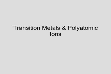 Polyatomic Ion Definition