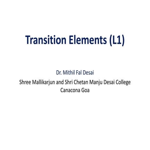 Transition element 1: Why the name transition elements for the ‘d block ...