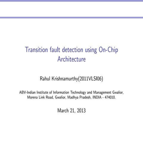 Transition Fault Detection Pdf Physics Science
