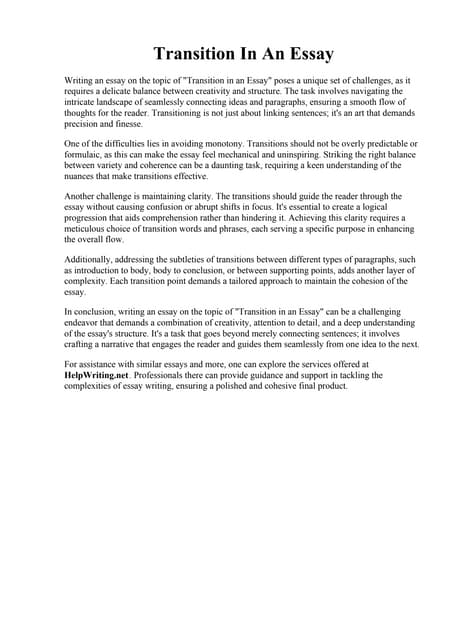 Transition In An Essay Pdf