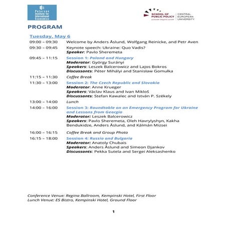 Transition in Perspective Conference Program May 6&7 | PDF