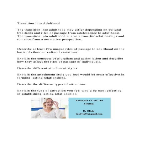 Transition into AdulthoodThe transition into adulthood may d | DOCX