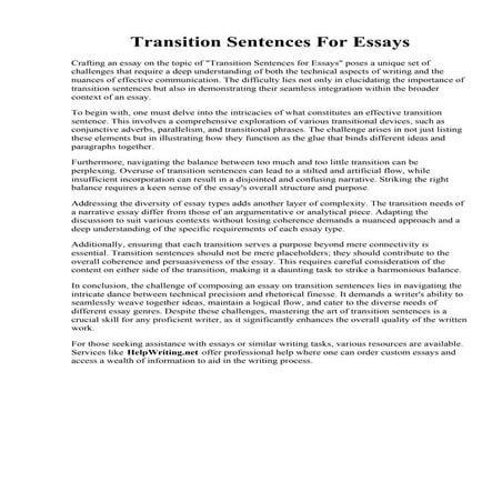 Transition Sentences For Essays | PDF