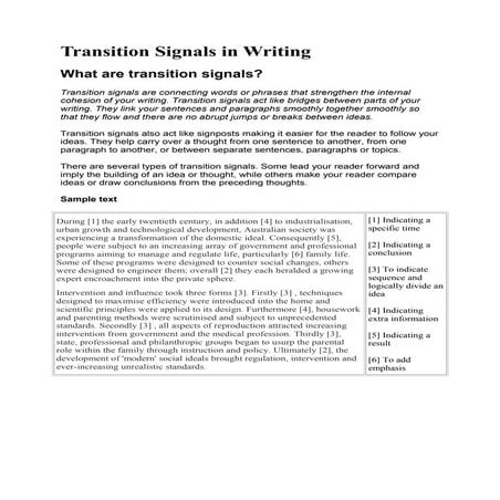 Transition signals in writing | DOC