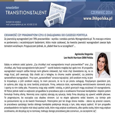 Transition talent newsletter_lhh_dbm_polska_czerwiec_2014 | PPT