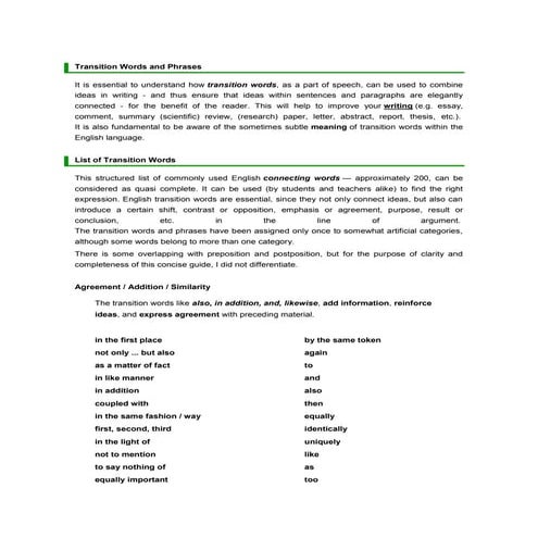 Transition words | PDF