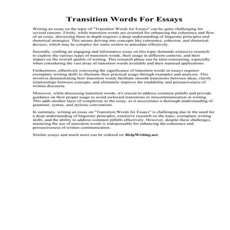 Transition Words For Essays | PDF
