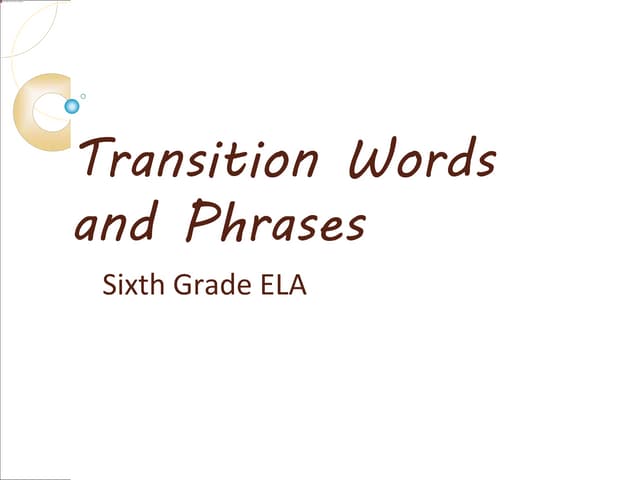 Transition words lesson plan | DOCX