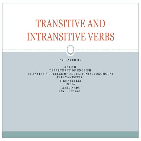 Transitive and Intransitive verbs | PPTX