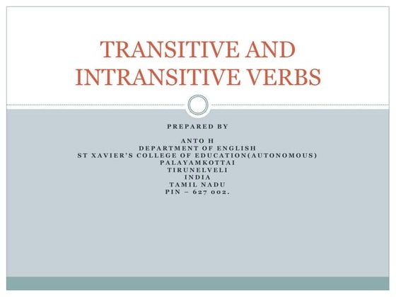 Transitive and intransitive | PPT