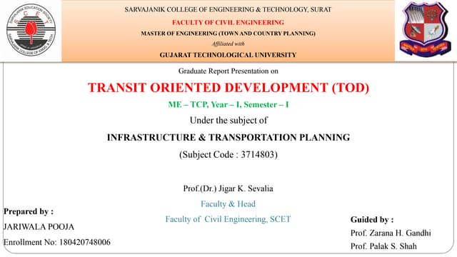 Transit Oriented Development - TOD - Human Settlement Planning ...