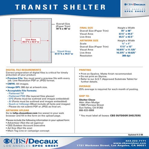 Transit Shelter Spec Sheet | PDF