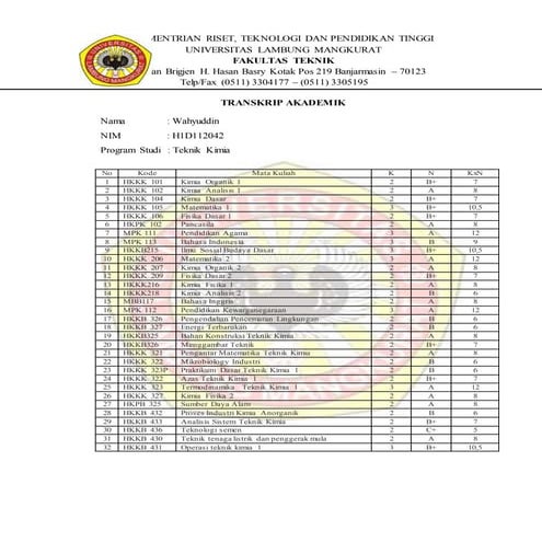 Transkrip akademik word | DOCX
