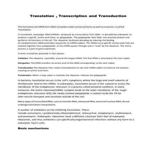 Translation , Transcription and Transduction | DOCX