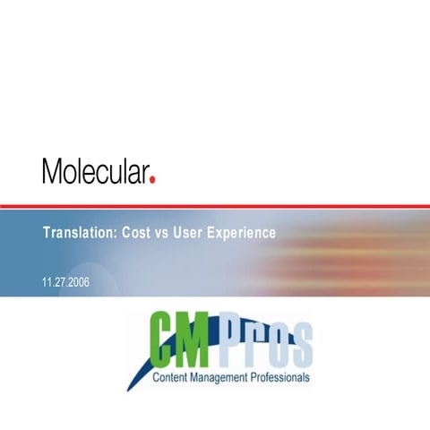 Translation: Cost Versus User Experience | PPT
