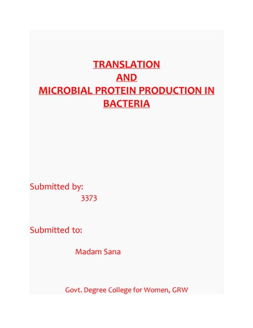 Protein synthesis(translation) | PPTX | Programming Languages | Computing