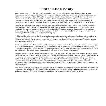 Translation Essay | PDF