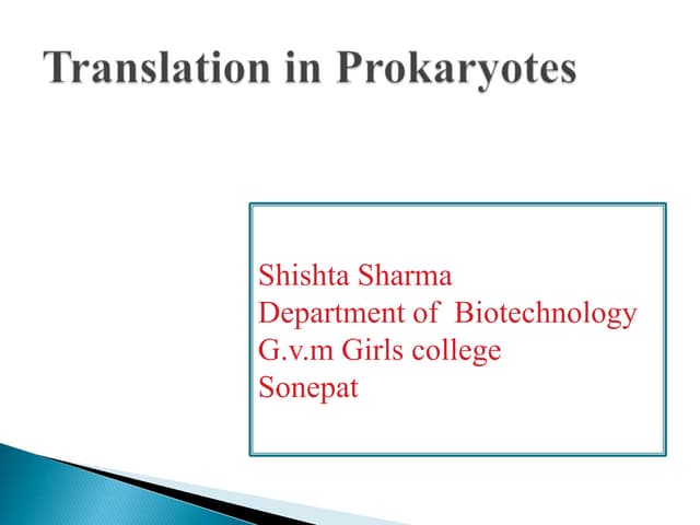 Translation in Prokaryotes | PPTX