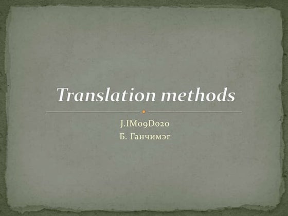Methods Of Translation | PPT