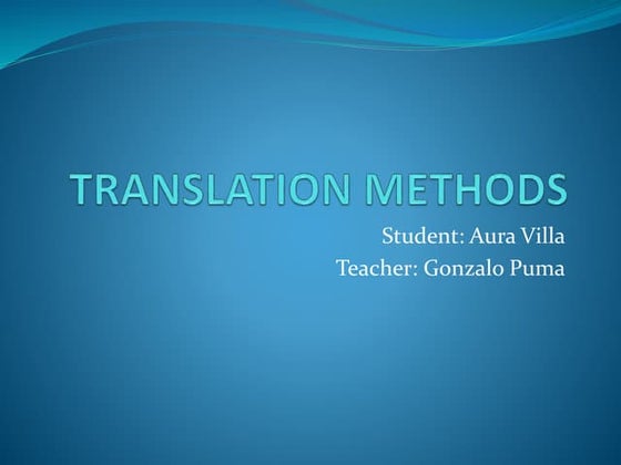 Methods Of Translation | PPT