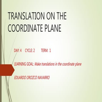 Translation On The Coordinate Plane Pptx