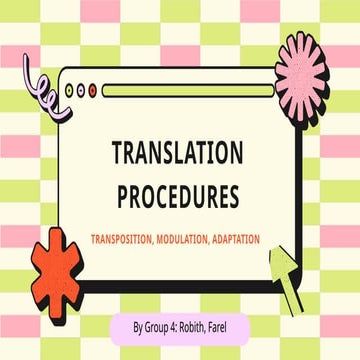 Translation Procedures: Transposition, Modulation, and Adaptation ...