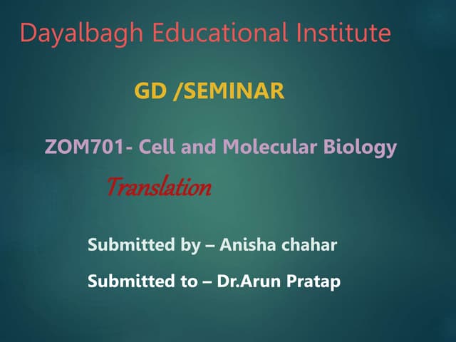 Translation in Prokaryotes and Eukaryotes | PDF