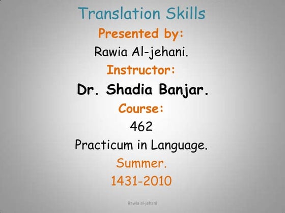 Knowledge and skill involved in translation | PPT