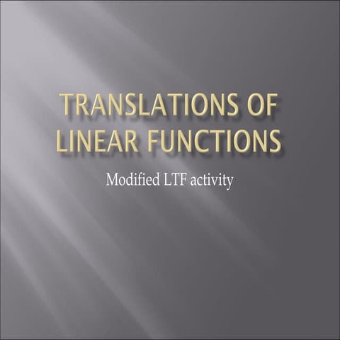 Translations of linear functions | PPT