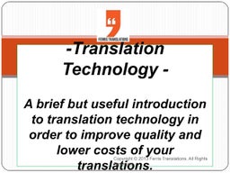 Translation Technologies & Business in the Future | PPT