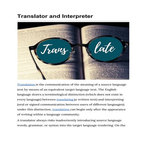 Translator and interpreter | PDF