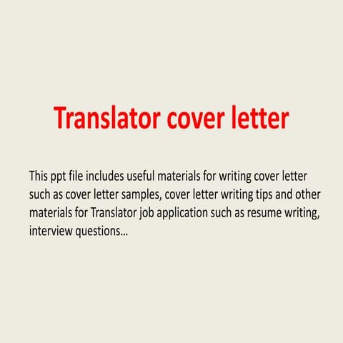 Translator cover letter | PPTX