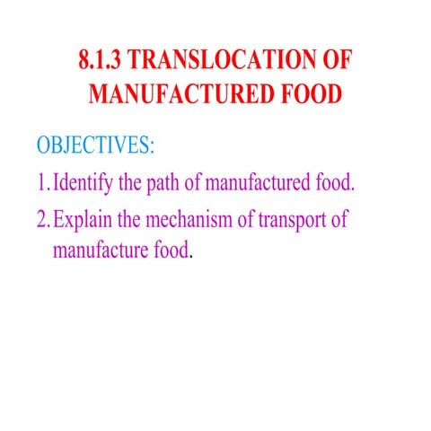 Translocation of manufactured food. | PPT