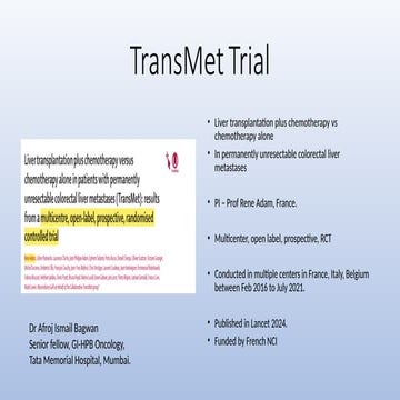 TransMet Trial - Liver transplantation plus chemotherapy vs ...