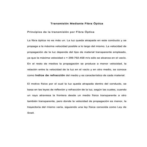 Transmisión mediante fibra óptica | DOC