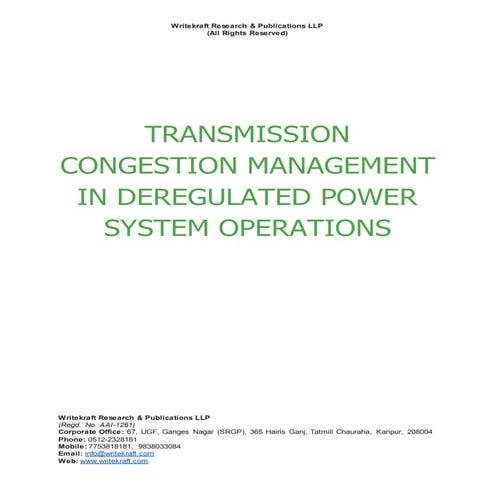 Transmission congestion management in deregulated power system ...