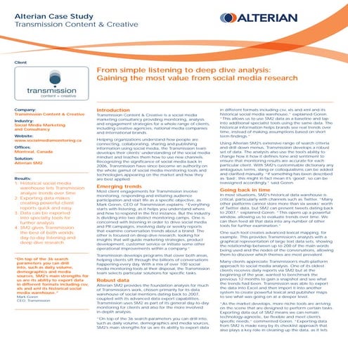 Alterian SM2 Case Study: Transmission | PDF
